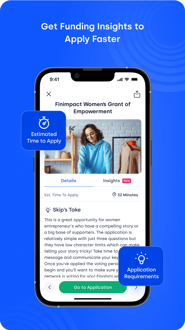 Apply to Grants and Financing on the Skip App
