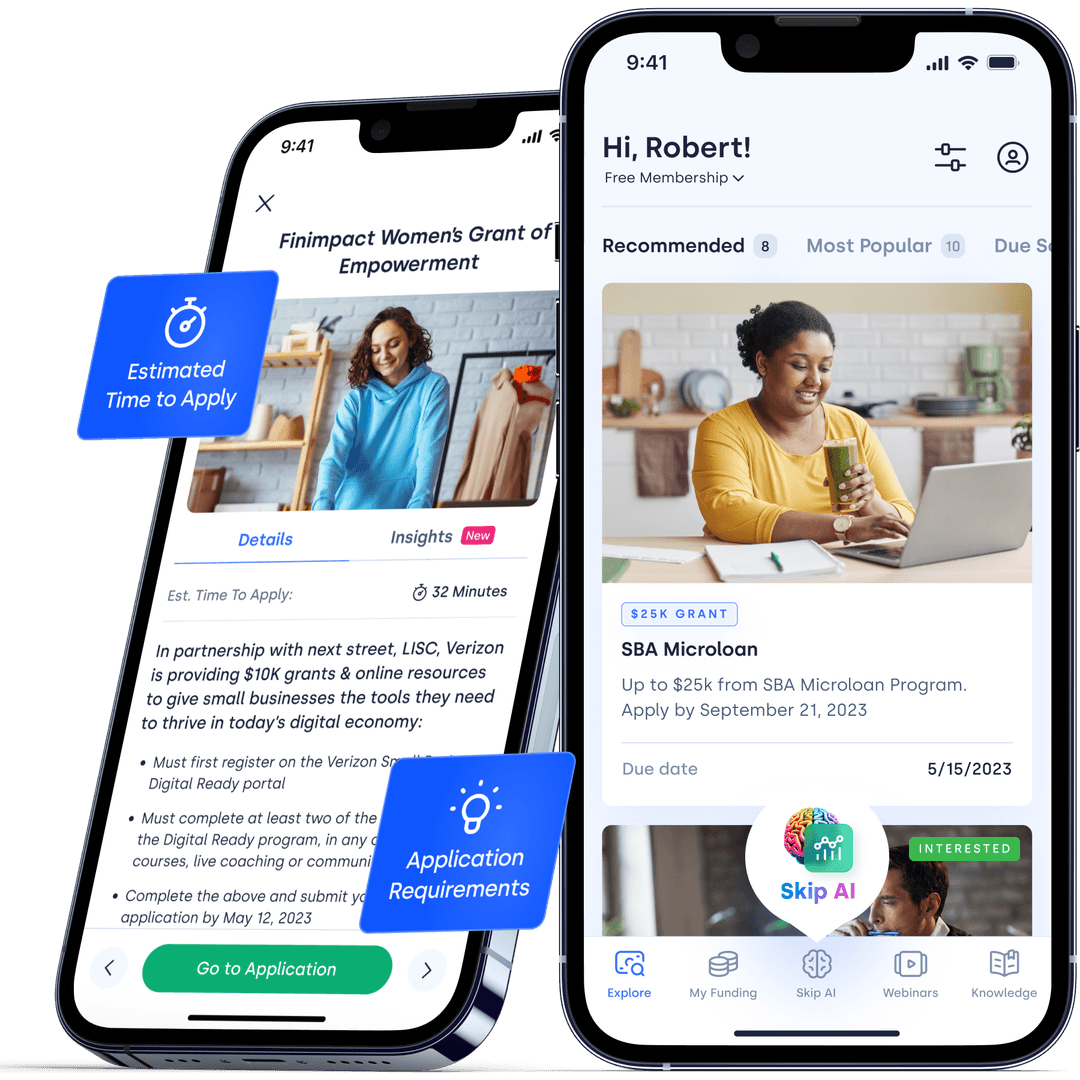 Apply to Grants and Financing on the Skip App
